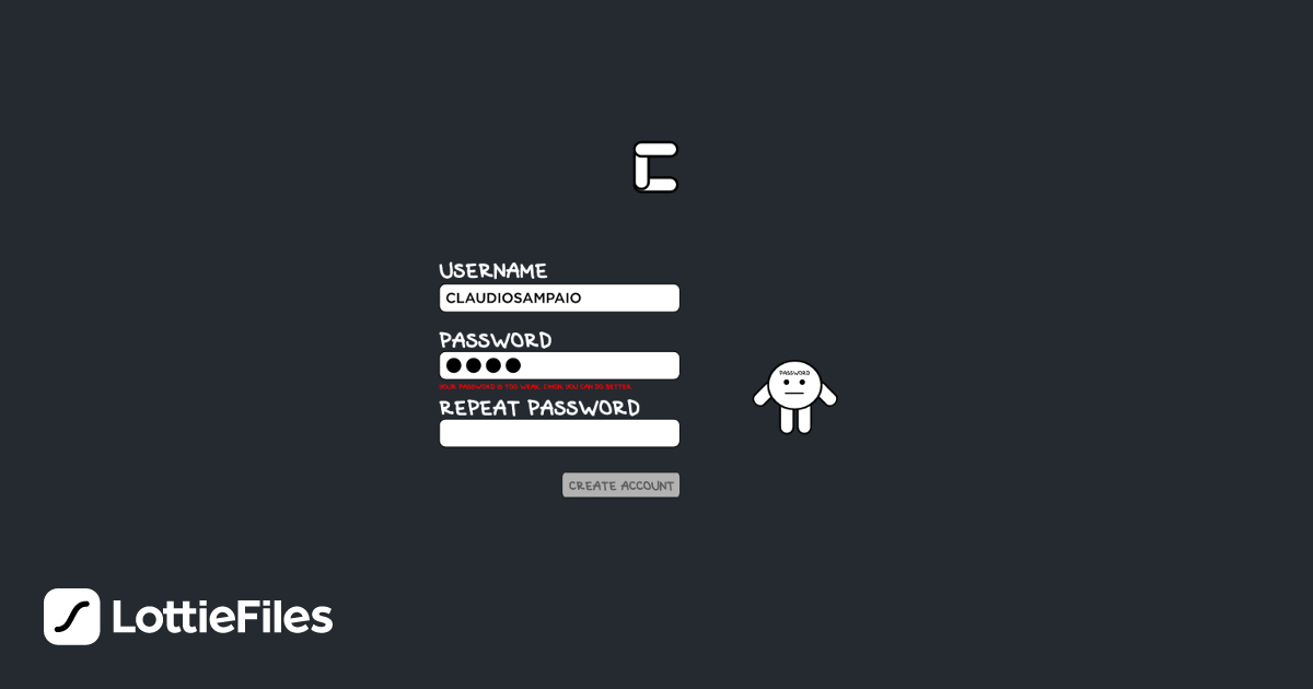 Free Password Weakness - Weak Animation by Claudio Sampaio | LottieFiles