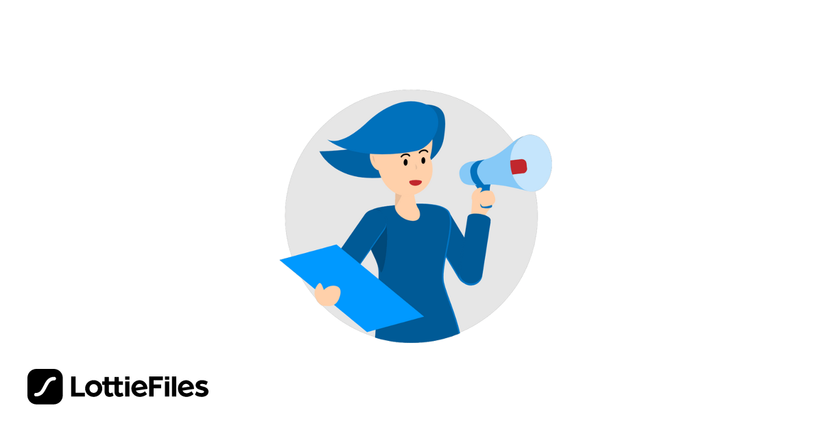Free a women holding megaphone whit a blue dress Animation by ...