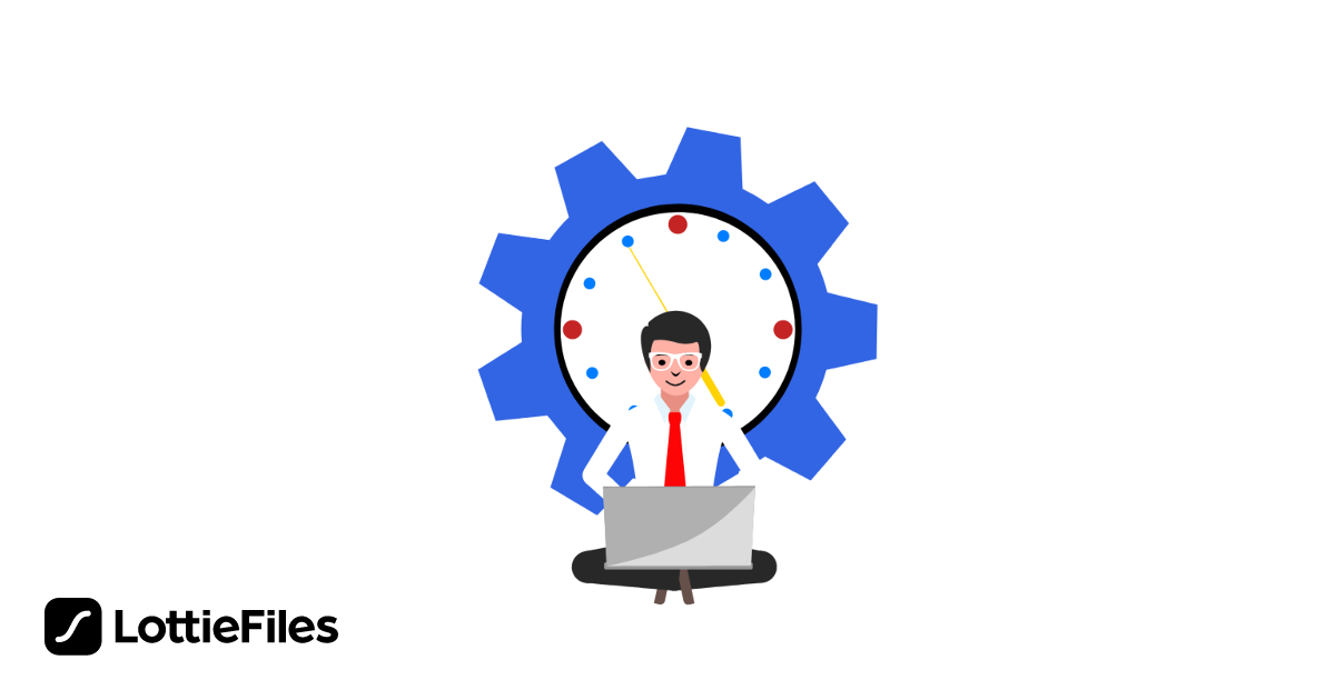 Free Clock Gear working Man Animation by Prabhakar Singh | LottieFiles
