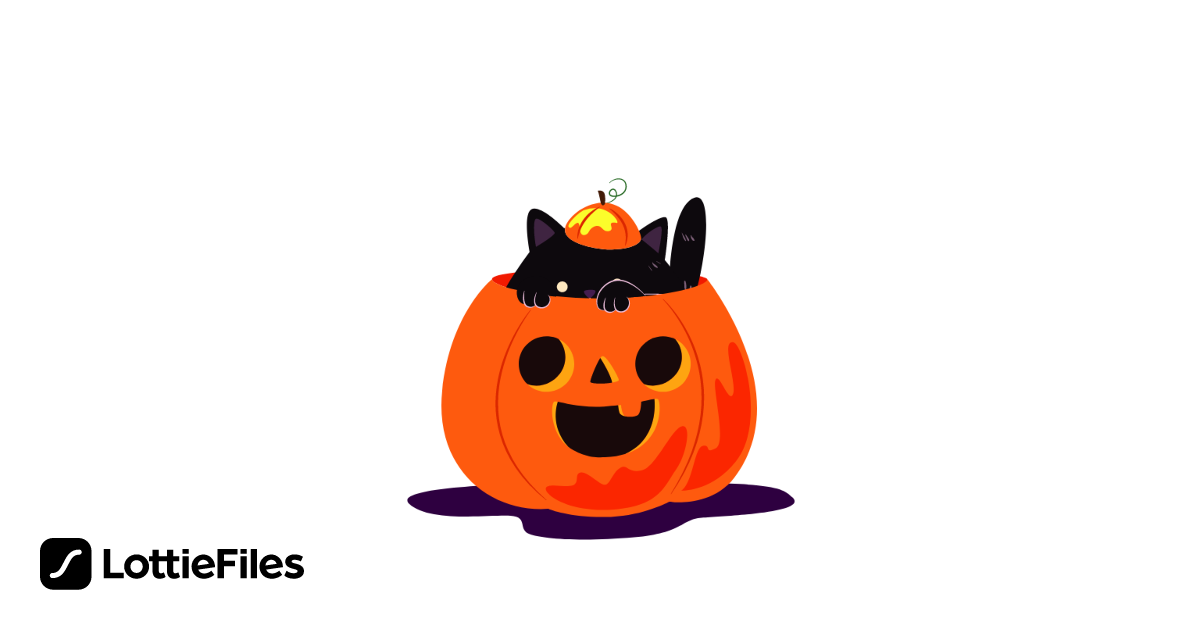 Free Halloween Pumpkin Black Cat Animation by Tam Doan | LottieFiles