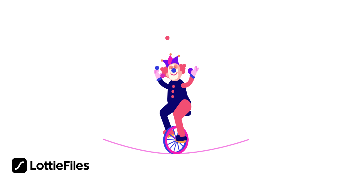 Free Clown Juggling On Unicycle Animation by Arka | LottieFiles