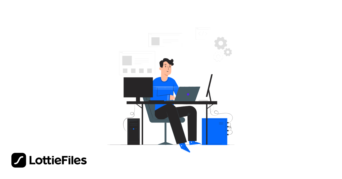 Free Blue man working Animation by Michael Martins | LottieFiles