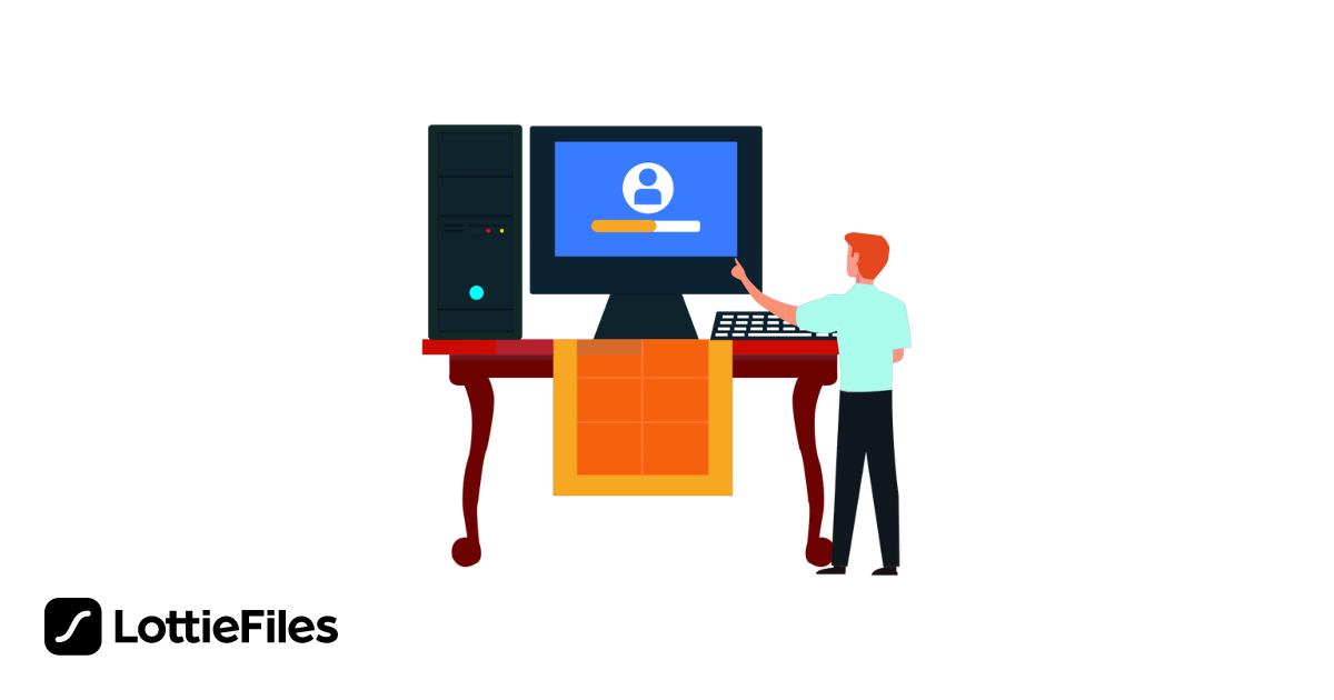 Free Design a desktop desk and power on computer character animation ...