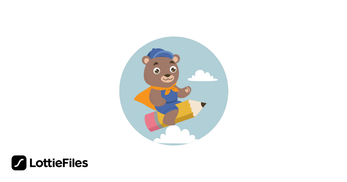 Free Bear fly with pencil Animation by Abdul Latif | LottieFiles
