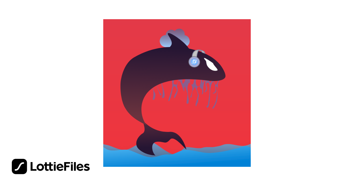 Free Killer whale with headphones Animation by lottiemotion | LottieFiles