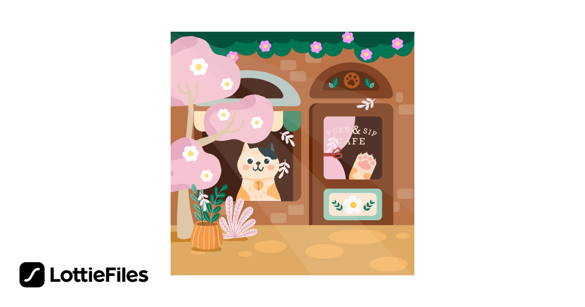 Free cat cafe Animation by Kelly Loh | LottieFiles