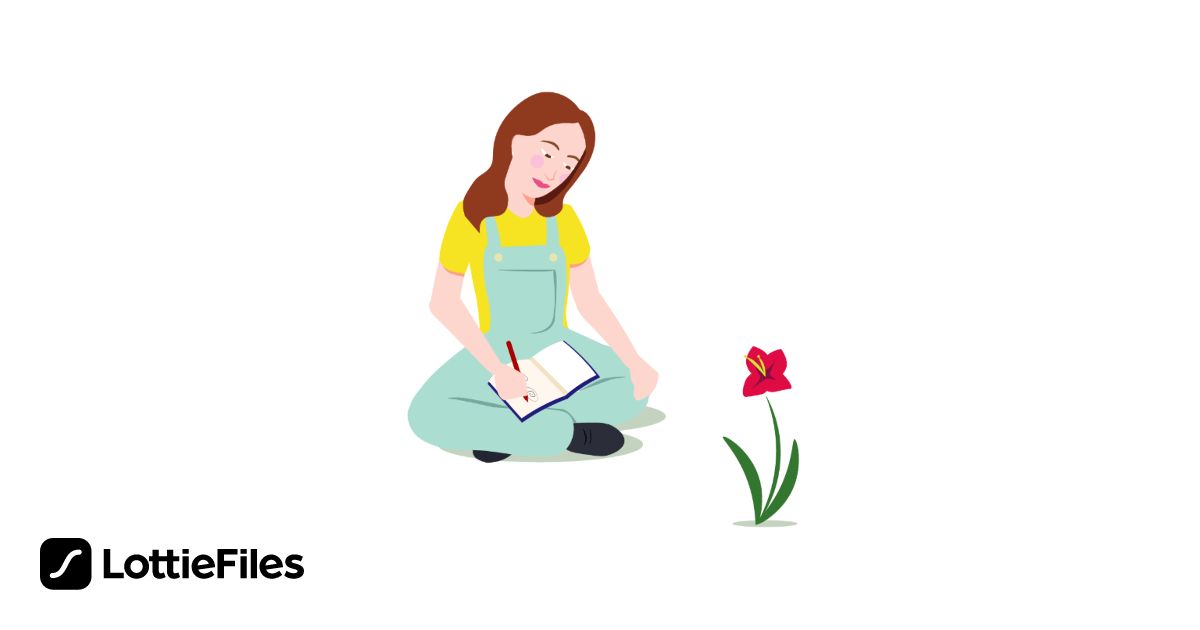 Free Woman drawing flower Animation by Lucy Walters | LottieFiles