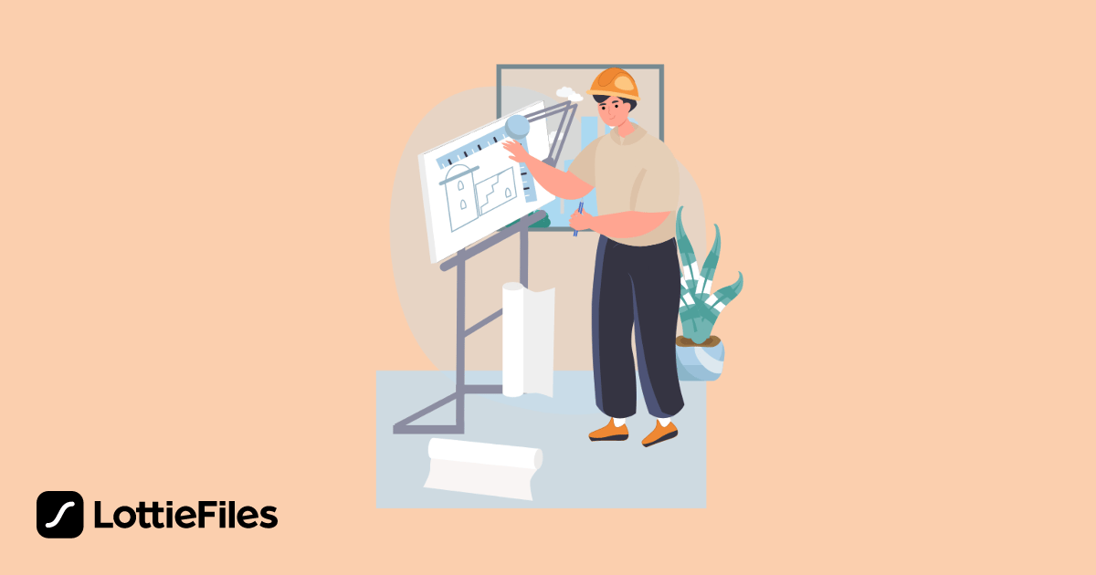 Free Man draws a blueprint Animation by Aexr Graphics | LottieFiles