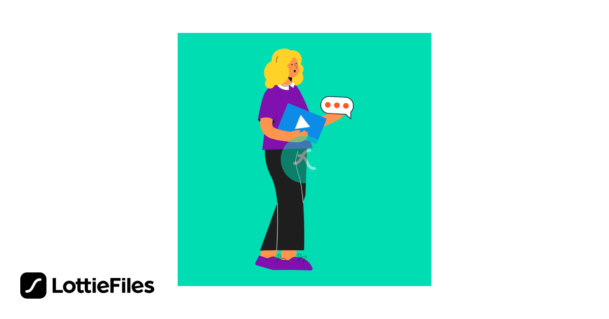 Free Girl with media Lottie JSON animation Animation by TinyAnimation ...