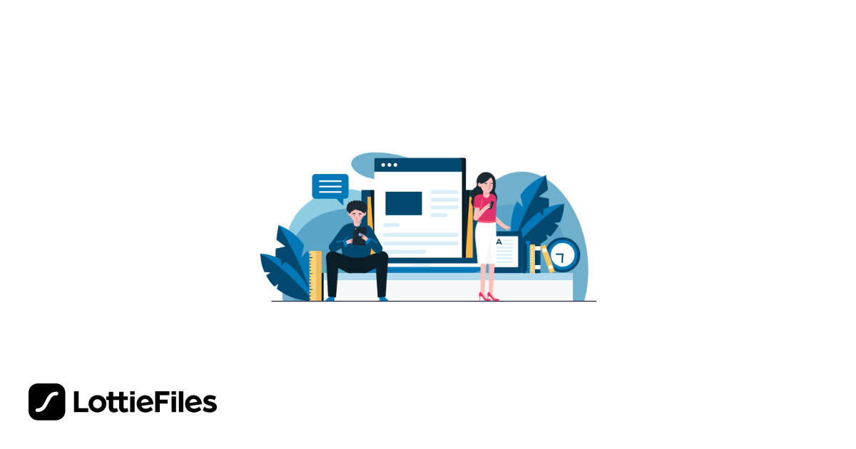 LottieJSON による無料の Boy and girl sharing learning Lottie JSON animation ...