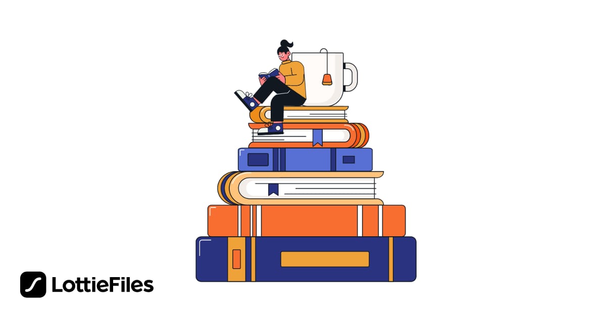 Free Girl with books Animation by Mikhail Voloshin | LottieFiles