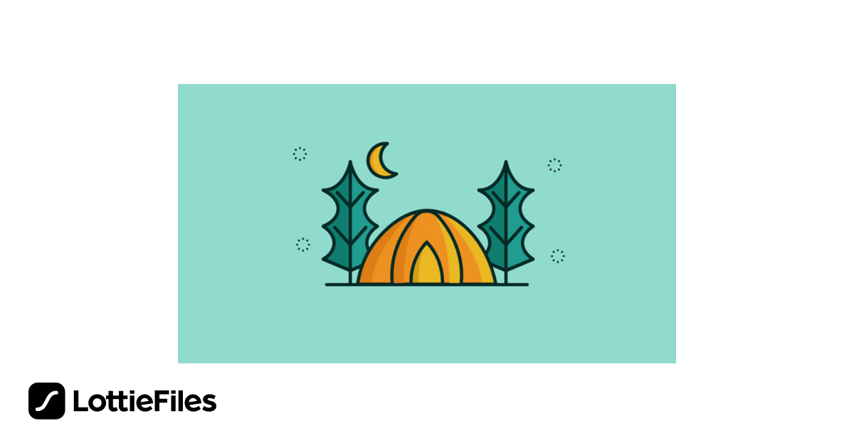 landscape camping outdoor animated flat cartoon, view dome tent in 4k ...