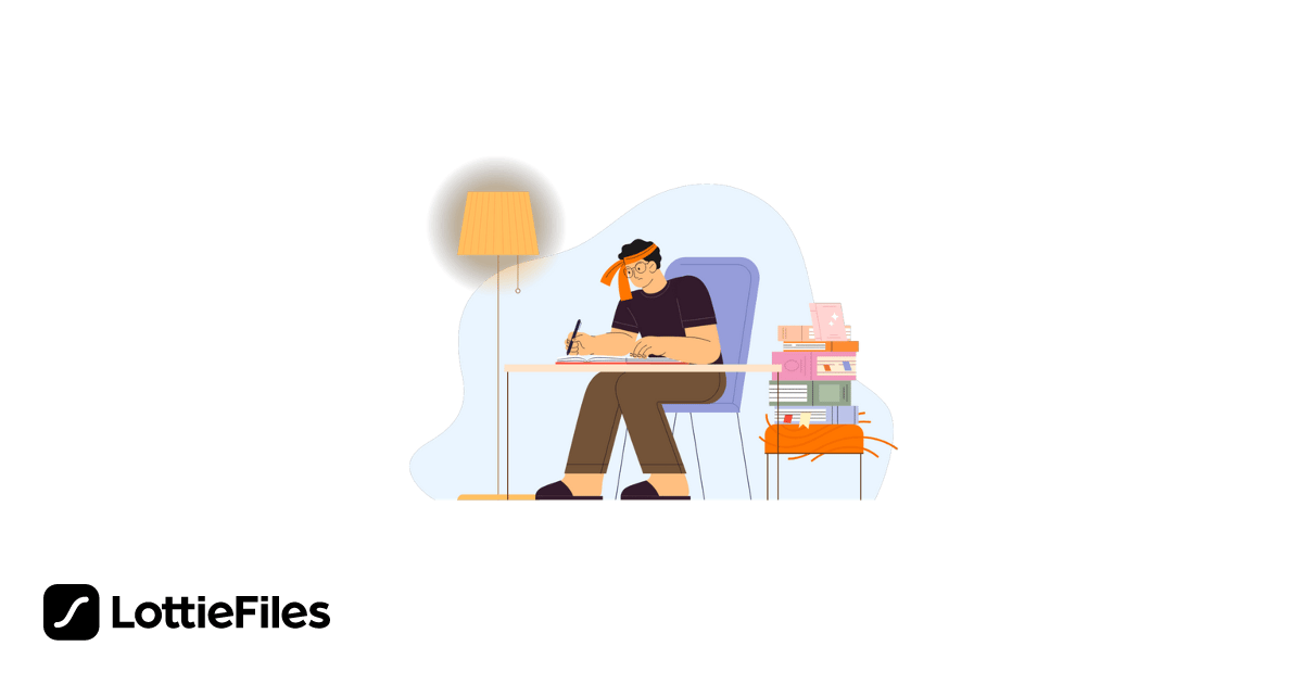 Free Boy doing homework with notes Animation by Abdul Latif | LottieFiles