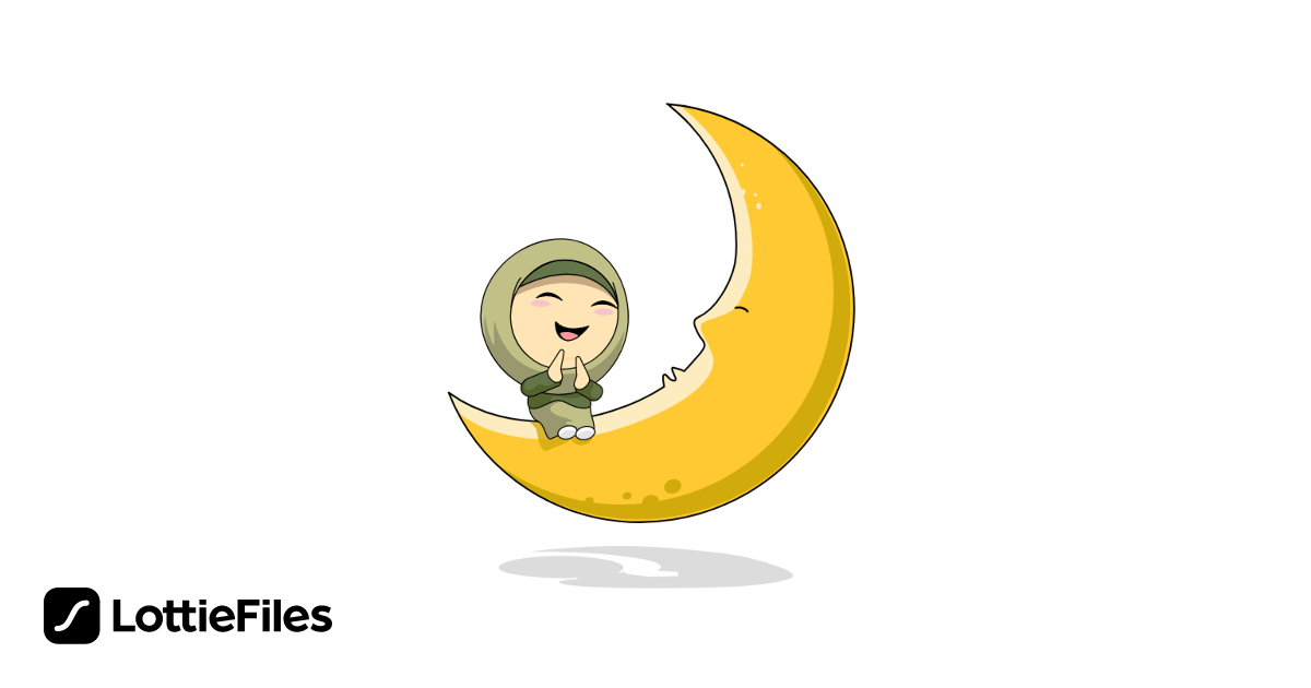 Free Eid Crescent Moon Girl Animation by LottieFiles | LottieFiles