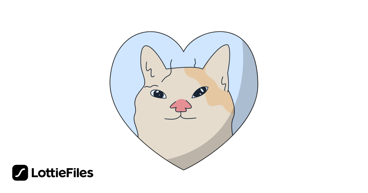 Free Smiling meme cat in a heart bubble Animation by Artem | LottieFiles