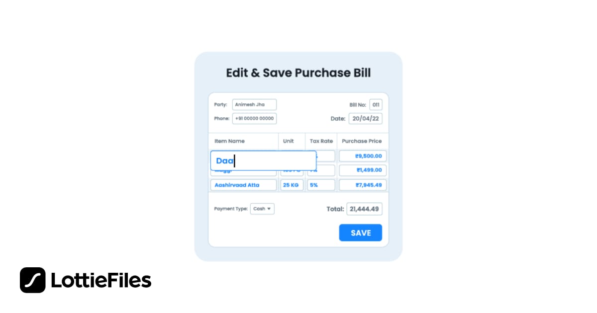 Free Edit & save bill Animation by Sumit | LottieFiles