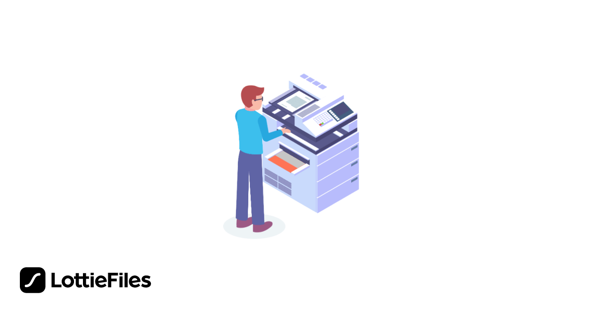 Free Man using printing machine Animation by Xero Hub | LottieFiles