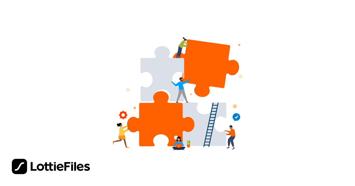 Free teamwork puzzle Animation by Abril Gómez | LottieFiles