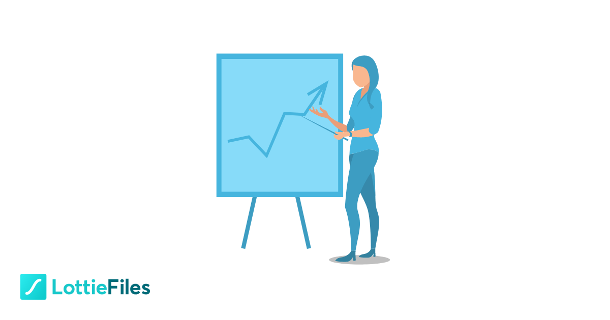 Lady with arrow chart and pointer by Liam ODonnell - LottieFiles